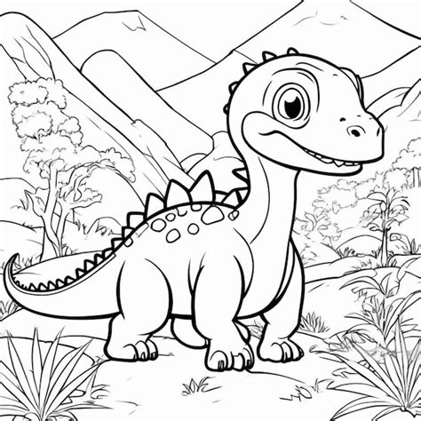 Página para colorear de dinosaurios imprimible para niños Foto Premium