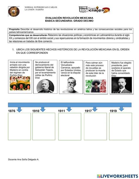 EVALUACION REVOLUCIÓN MEXICANA worksheet Revolución mexicana