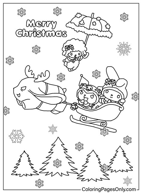 Christmas Kuromi With Melody Coloring Page Free Printable Coloring Pages