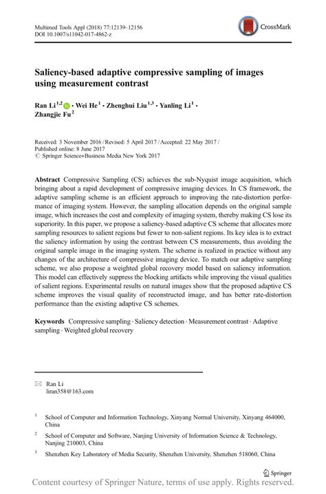 saliency based adaptive compressive sampling of images using measurement contrast request pdf