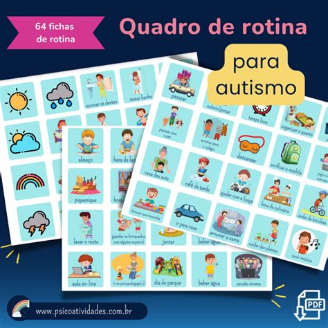 QUADRO DE ROTINA PARA AUTISMO Menino Psico Atividades