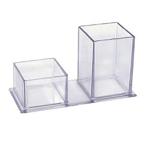 Porta Lápis e Clips Cristal Fumê Quadrado Novacril BRASIL SHOPPING