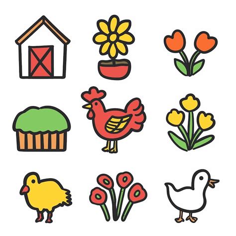 Coloroso Conjunto De Iconos Vectoriales Con Temas De Granjas Con