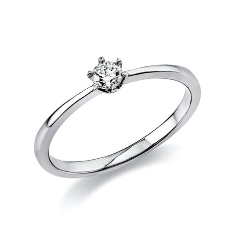 Solitär Ring aus 750 Weißgold mit Brillant 0 15 Ct