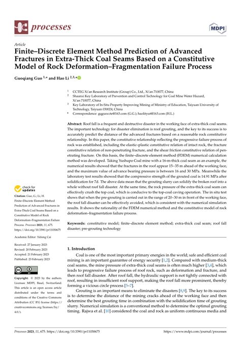 pdf finite discrete element method prediction of advanced fractures in extra thick coal seams
