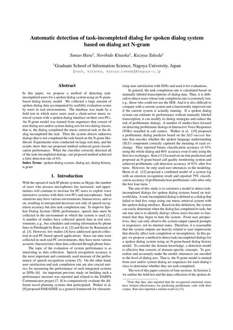 pdf automatic detection of task incompleted dialog for spoken dialog system based on dialog