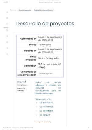 Modalidad de exámenes Semana 1 Revisión del intentoGestión de