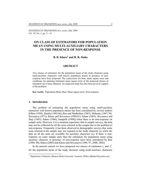 pdf on class of estimator for population mean using multi auxiliary character in presence of