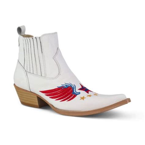 Botina Country Masculina Bico Fino Couro Bovino Legítimo Floater Branco