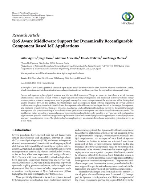 pdf qos aware middleware support for dynamically reconfigurable component based iot applications