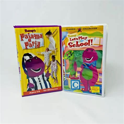 BARNEY VHS TAPE Lot Of 2 Barneys Pajama Party Lets Play School 10 09