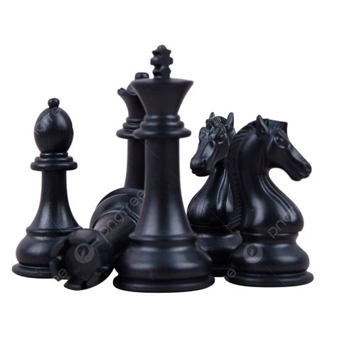 Six Black Simple Chess Pieces Chess International Chess Piece Combat