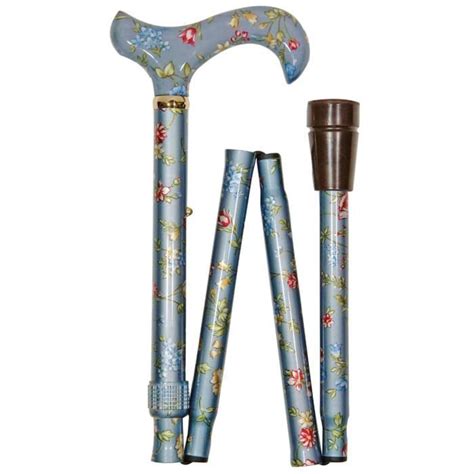 Canne de marche pliante réglable grise Tulipes 1m60 Gris Bleu