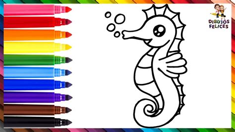Cómo Dibujar Un Caballito De Mar Dibuja y Colorea Un Lindo Caballito