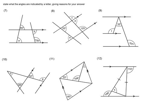 parallel lines angles algebra worksheet