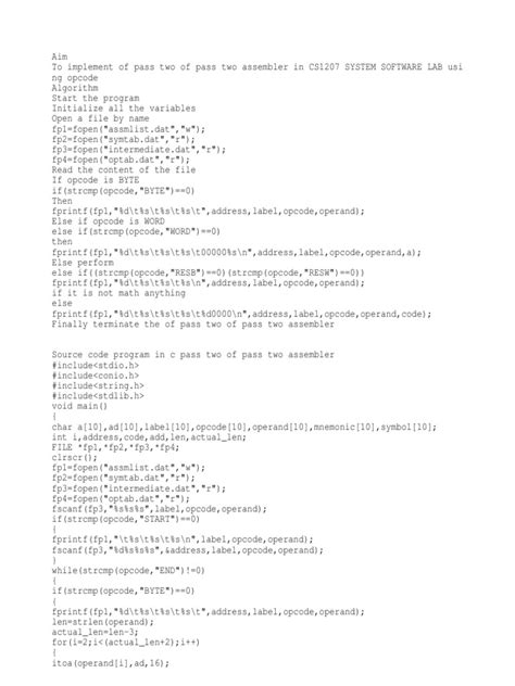 pass2 of assembler pdf assembly language computer architecture
