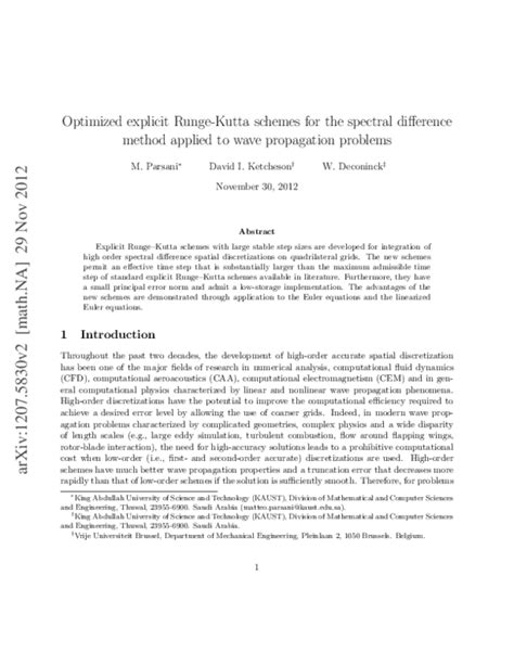 pdf optimized explicit runge kutta schemes for the spectral