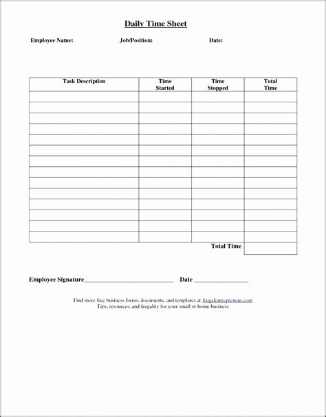 Time Sheet Template Word