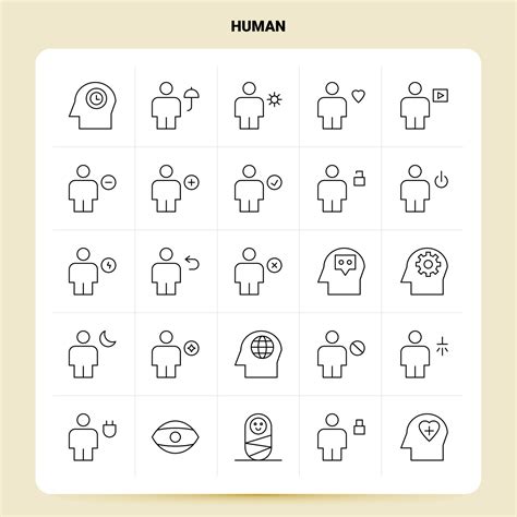 Outline Human Icon Set Vector Line Style Design Black Icons Set