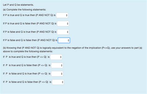 solved let p and q be statements complete the following