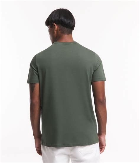 Remera Regular en Media Malla con Estampa de Montañas Verde