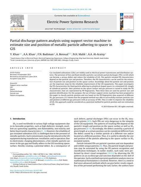 pdf partial discharge pattern analysis using support vector machine to estimate size and
