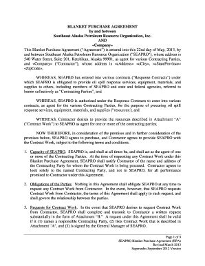 Fillable Online BLANKET PURCHASE AGREEMENT SEAPRO Home Fax Email