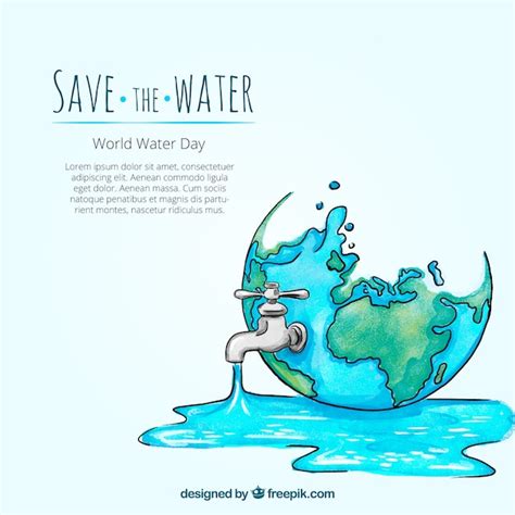 Sfondo Giornata Mondiale Acqua Dell Acquerello Con Rubinetto Disegnato