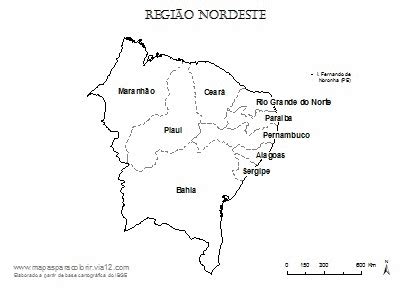 Mapas da Região Nordeste para colorir