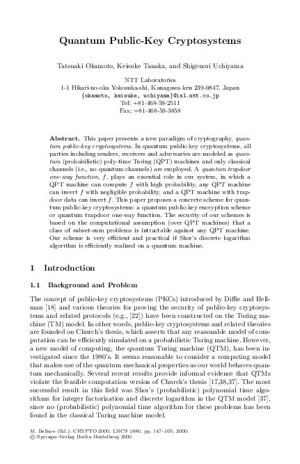 pdf quantum public key cryptosystems tatsuaki okamoto