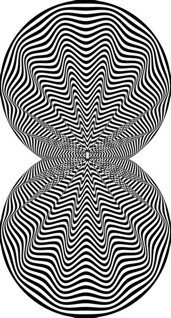 Forma abstracta retorcida en blanco y negro ilusión óptica de