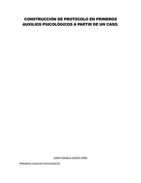 Construcci N De Protocolo En Primeros Auxilios Psicol Gicos A Partir De