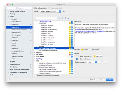 codesniffer inspect code only shows 1 warning ides support intellij platform jetbrains