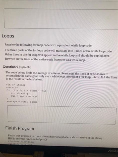 solved loops rewrite the following for loop code with