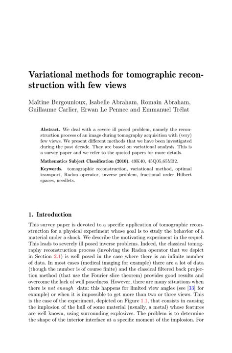 pdf variational methods for tomographic recon struction with few views