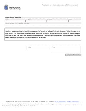 Fillable Online Ayto Medinadelcampo Autorizaci N Para El Uso De La Sala