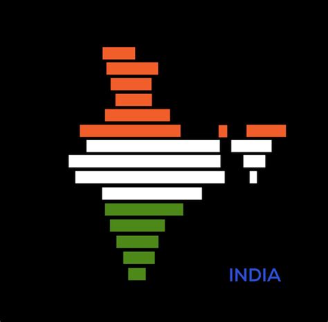 Mapa de india con 3 colores en tiras de trabajo gráfico de mapa de