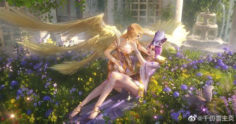 Safebooru 2girls Angel Angel Wings Armor Armored Dress Bibi Dong Douluo Dalu Blonde Hair