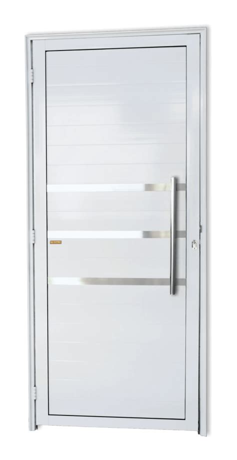 Porta de Alumínio Lambril c Friso c Puxador Linha Super 25 branco
