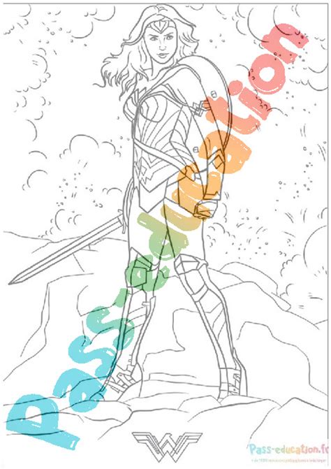 Coloriage gratuit Wonder woman PDF à imprimer