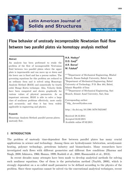 pdf flow behavior of unsteady incompressible newtonian fluid flow between two parallel plates