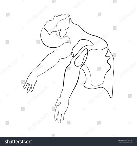 Continuous Line Male Figure Naked Strong Stock Vector Royalty Free