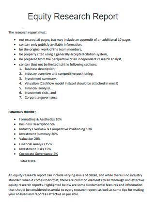 21 SAMPLE Equity Research Report In PDF Google Docs Apple Pages