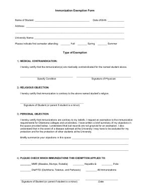 Fillable Online UTM Vaccination Exemption Form Fax Email Print PdfFiller