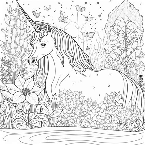 Einhorn Im Wald Ausmalbild Kostenlos Herunterladen