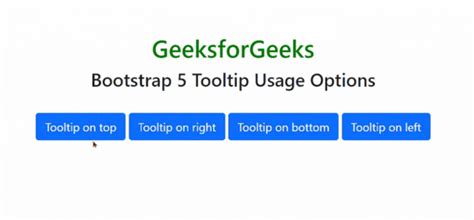 Bootstrap 5 Tooltips Usage Options GeeksforGeeks