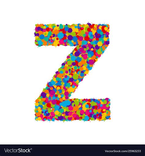 Colorful Paint Splashes Font Letter Z Royalty Free Vector