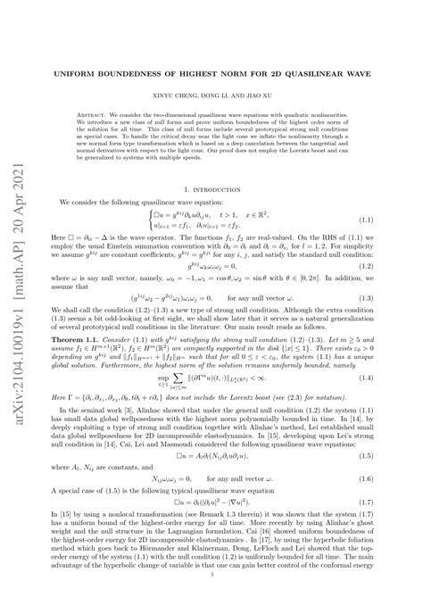 pdf uniform boundedness of highest norm for 2d quasilinear wave