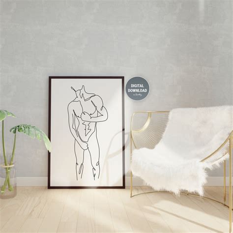 Naked Man Printable Line Art Gay Art Nude Man Wall Art One Etsy