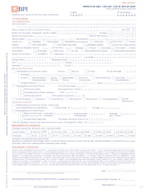 Fillable Online Bancobpi PROPOSTA DE ADES O DO CART O DE CR DITO BPI